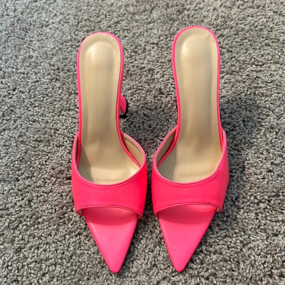 Shoes | Hot Pink Open Toe Point Pumps | Poshmark